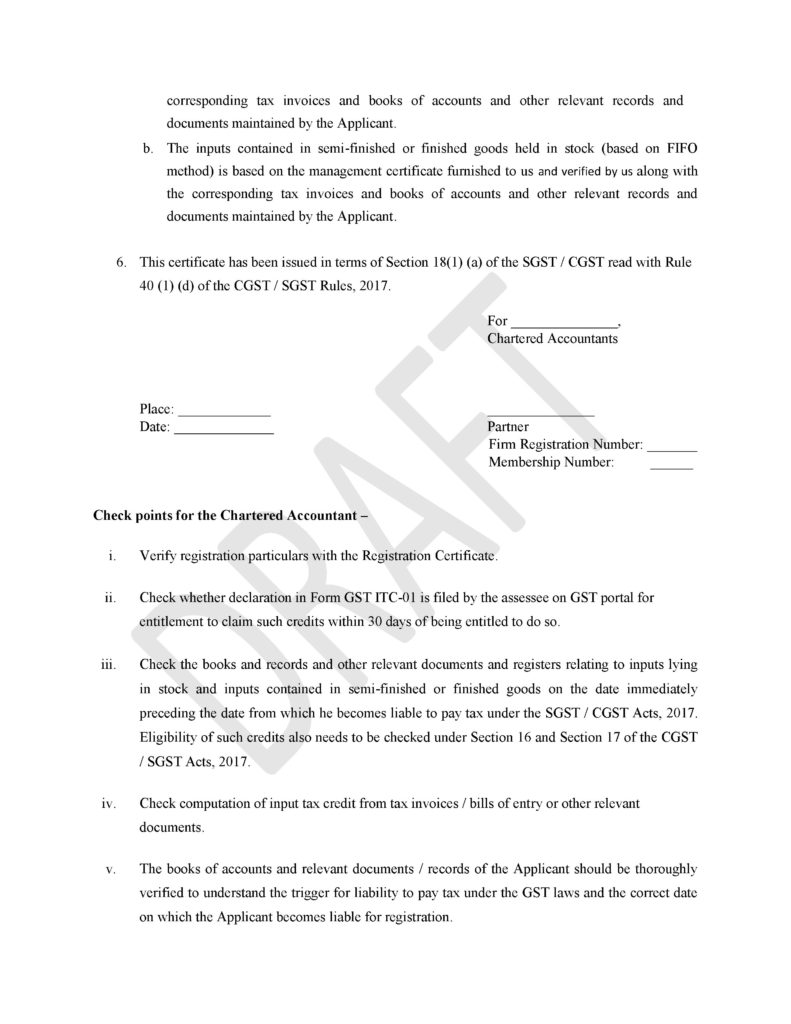 Draft GST certificates - Taxcharcha