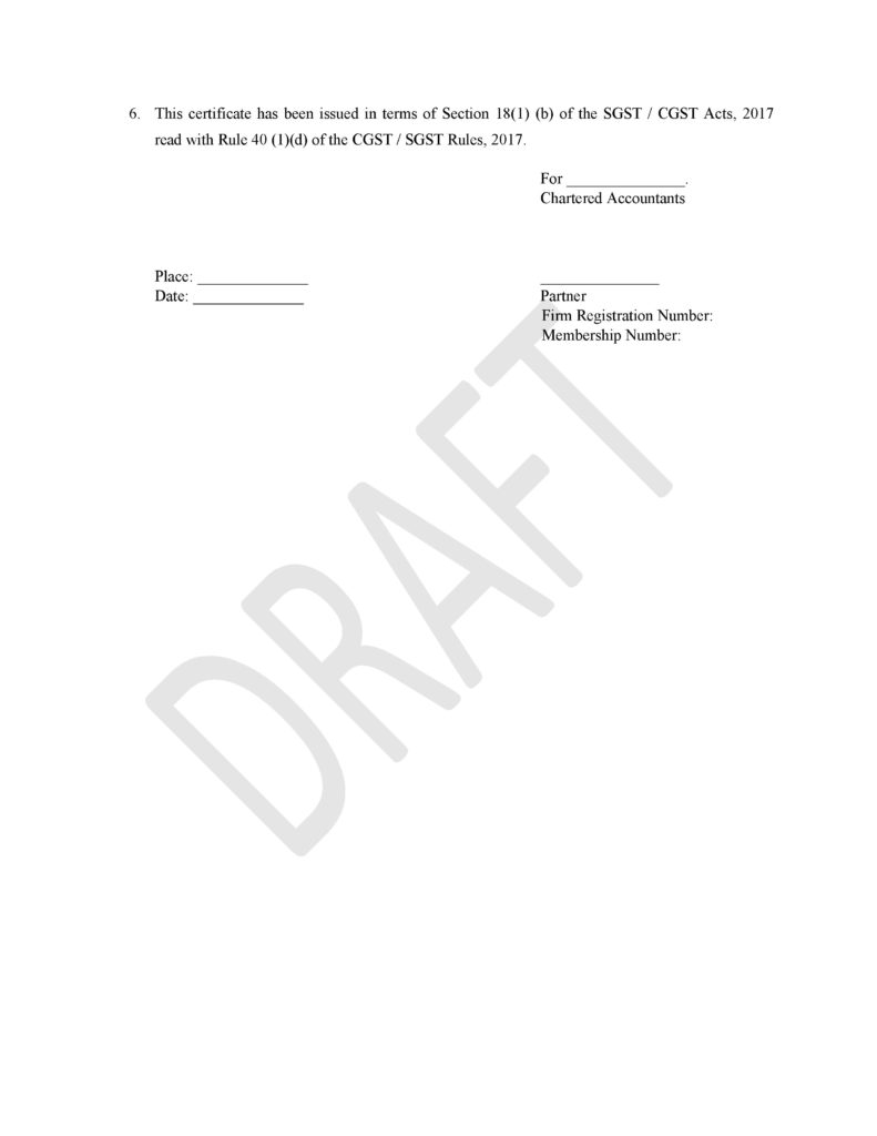 Draft GST certificates - Taxcharcha