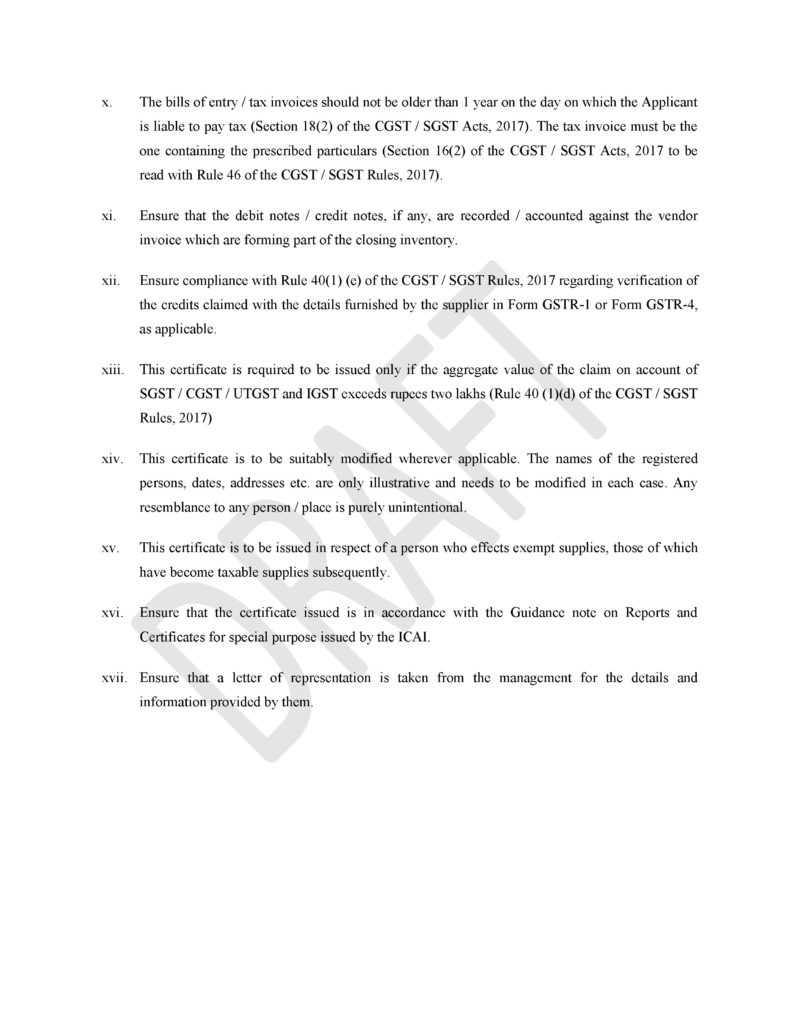 Draft GST certificates - Taxcharcha