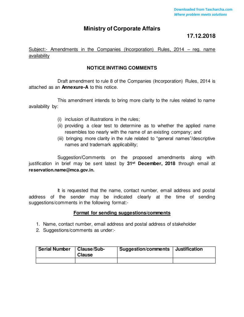 Amendments in the Companies (Incorporation) Rules, 2014 – regarding ...