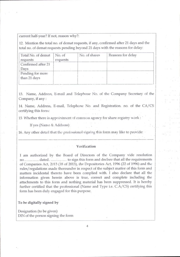 Form PAS-6 – Reconciliation of Share Capital Audit Report - Taxcharcha